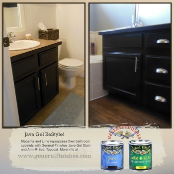 Bathroom Vanity Redecorated with Java Gel Stain | General Finishes
